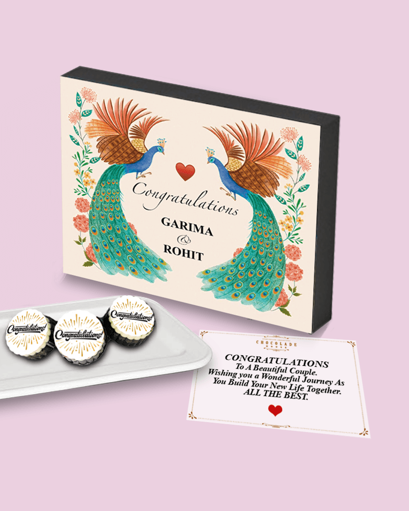 Peacock Design Chocolate Wooden Gift Box - Chocoladehouse
