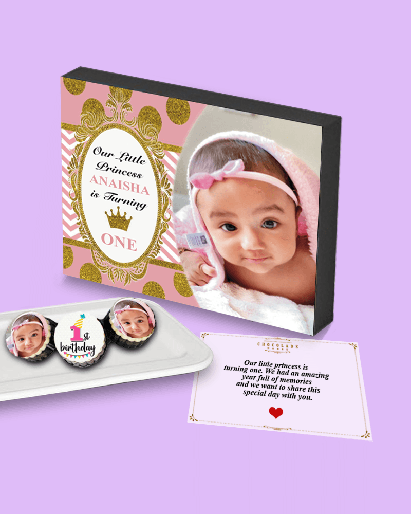 Cute Pink & Golden Design Chocolate Wooden Gift Box - Chocoladehouse