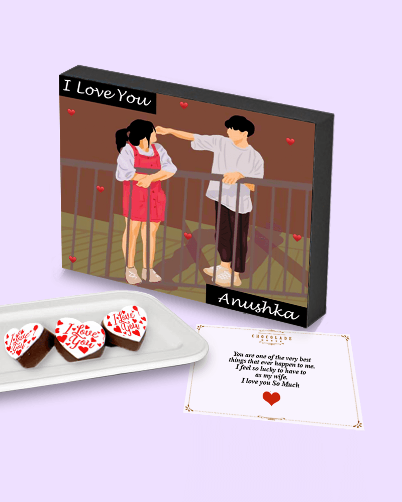 Vector Couples Design Chocolate Wooden Gift Box - Chocoladehouse